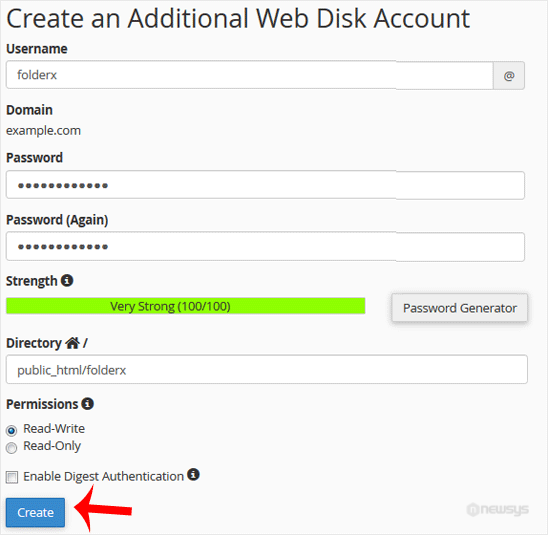 How to Create an Additional Web Disk Account in cPanel - Newsys